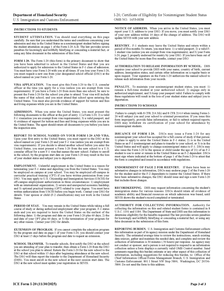 Understanding Your Form I-20 | International Student & Scholar Services | Georgetown University